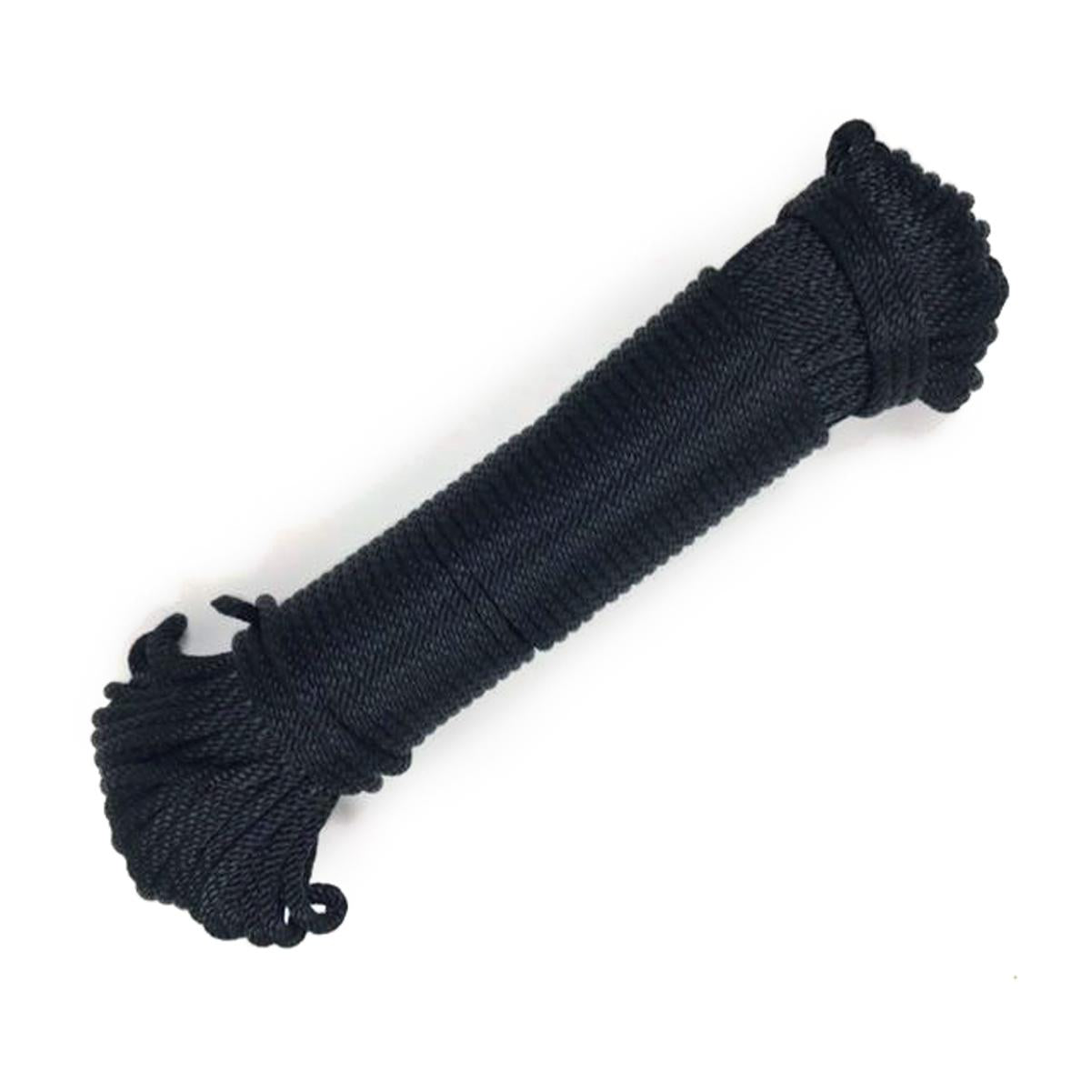3/16" Solid Braid Polyester - Black 100' Hank — Knot & Rope Supply