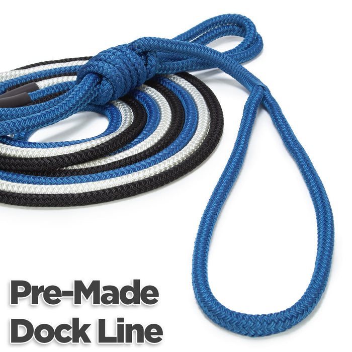 Pre-Made Double Braid Nylon Dock Line — Knot & Rope Supply