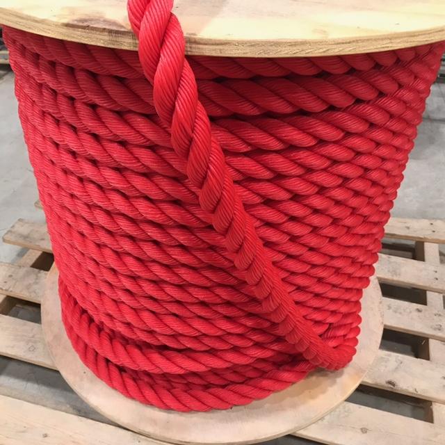 1-1/2" 3-Strand Polypropylene- Red Per Foot — Knot & Rope Supply