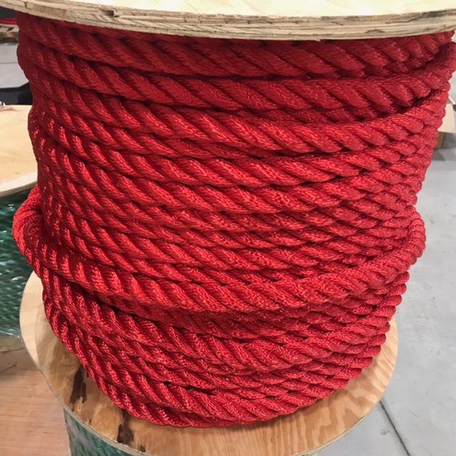 1" 3-Strand Polyester Red - Per Foot — Knot & Rope Supply
